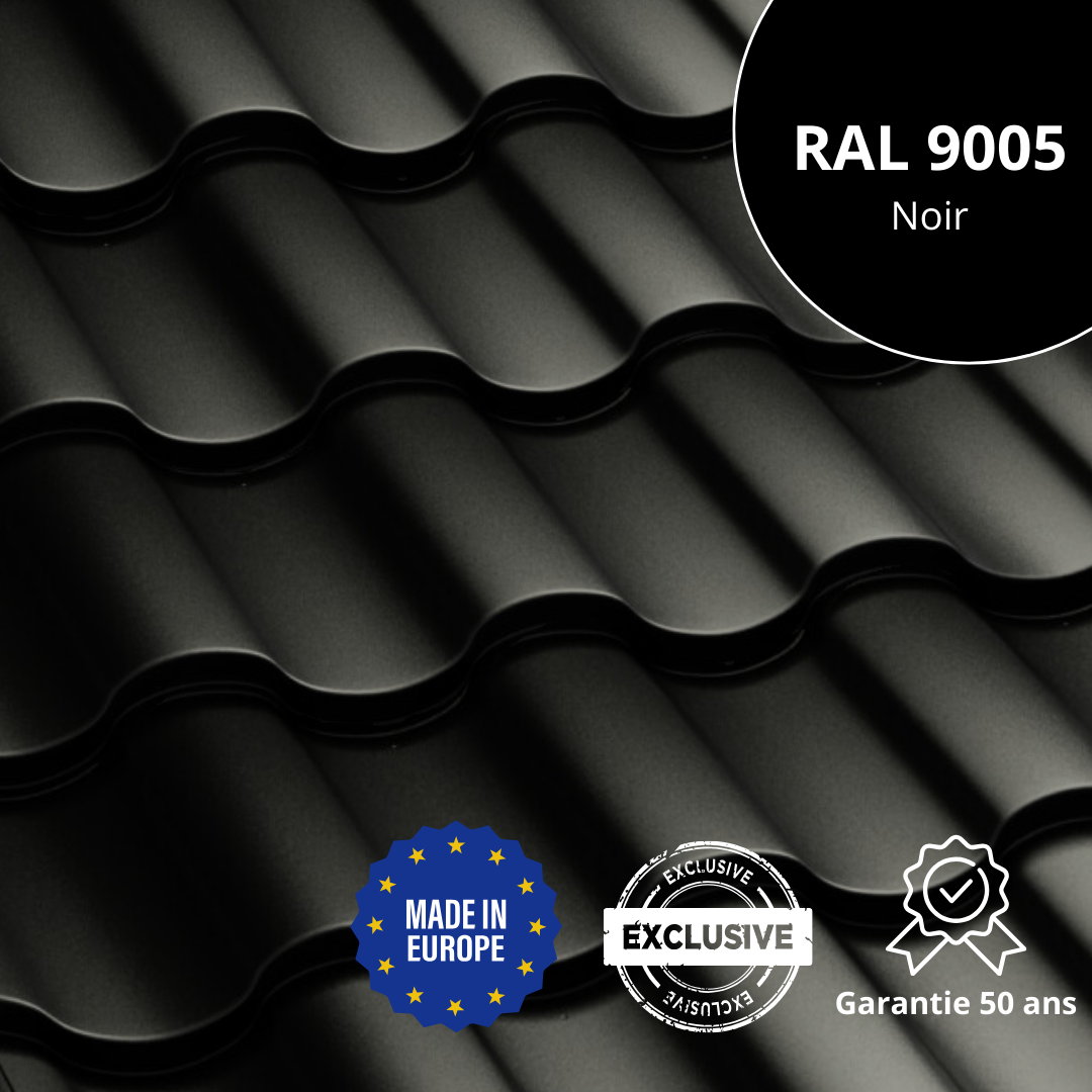 Tôle imitation tuile Centro Noir Mat | VPV Direct