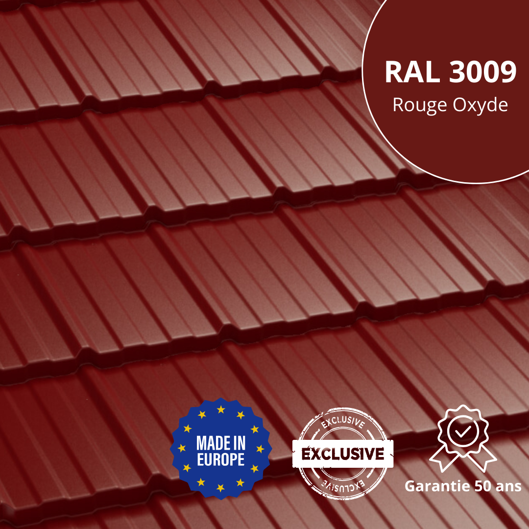 Tôle imitation tuile Horizon Rouge Mat | VPV Direct