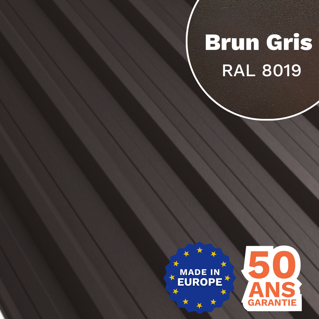 Tôle de toiture Bac Acier Alto Brun Gris Mat | VPV Direct