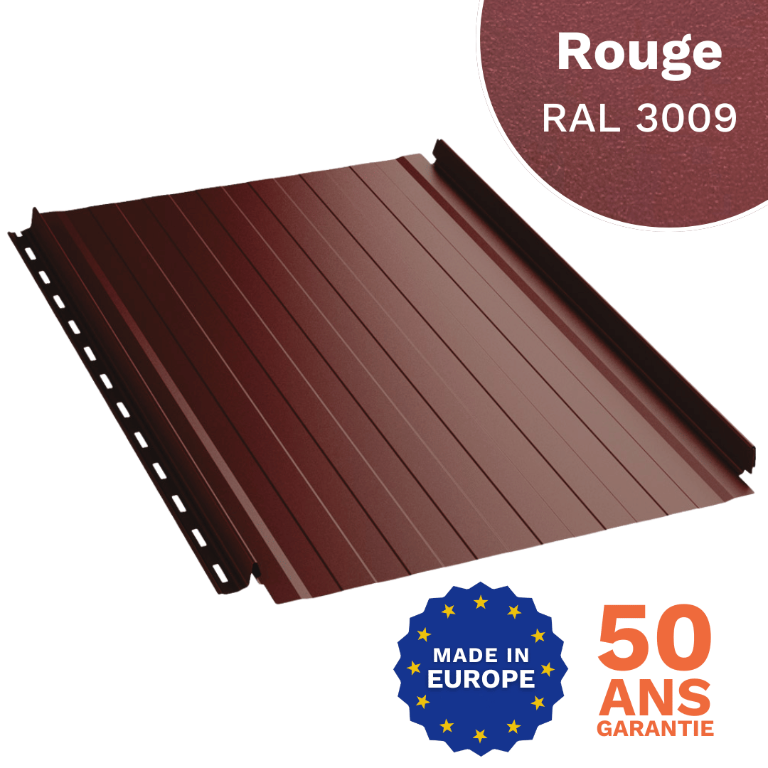 Tôle joint debout ondulée Rouge Mat | VPV Direct